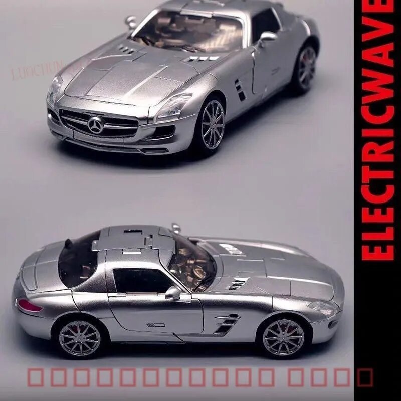 Трансформер Mercedes-Benz SLS AMG. Игрушечный робот-трансформер для мальчиков от 8 лет. Металлический корпус. Звуковые эффекты. Серебристый. — фото 1