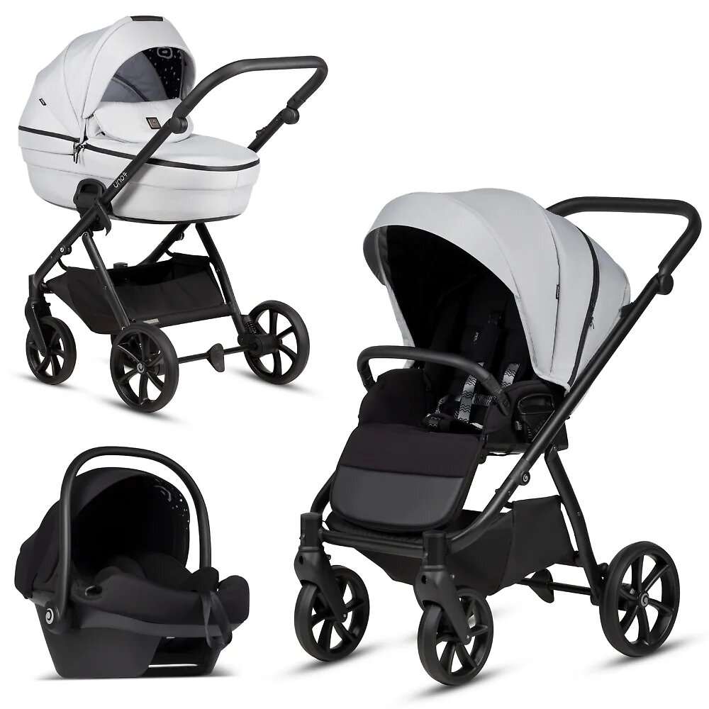 Детская коляска 3в1 Tutis Uno 6+, Elo Lux Edu Sky, цвет Risso (Светло-серый)