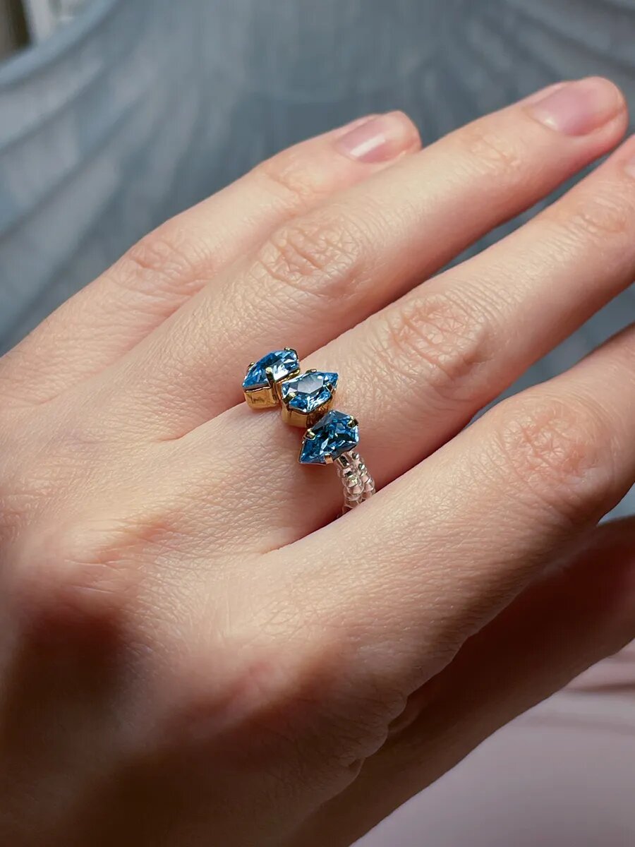 Кольцо, кристалл, кристаллы Swarovski