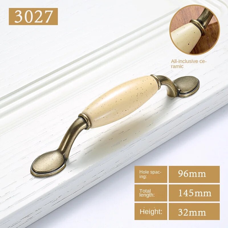 Ручки для мебели керамические бронзовые 3027-96-Rice porcela, 96 мм