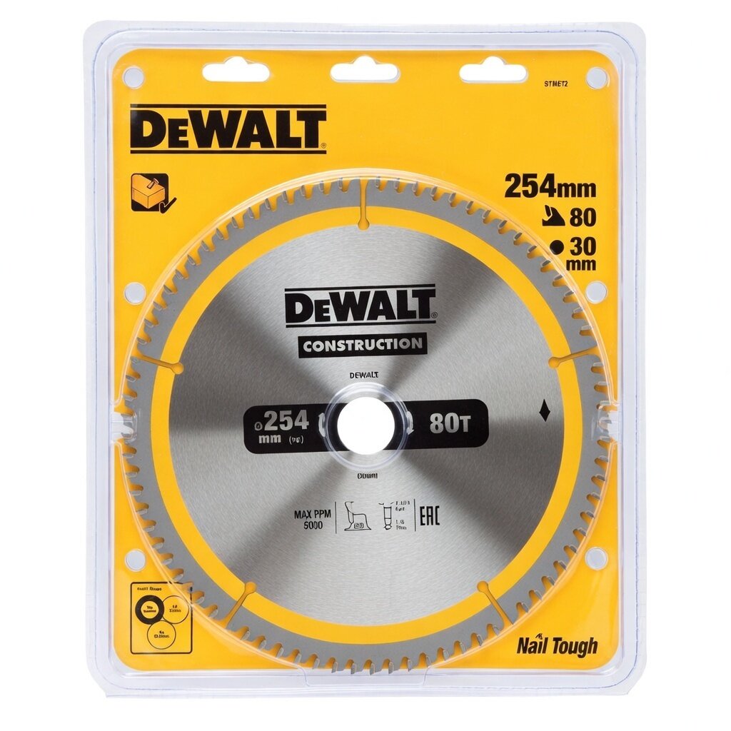 Пильный диск DeWALT DT90272, для дерева, диаметр 254мм, 80 зубьев