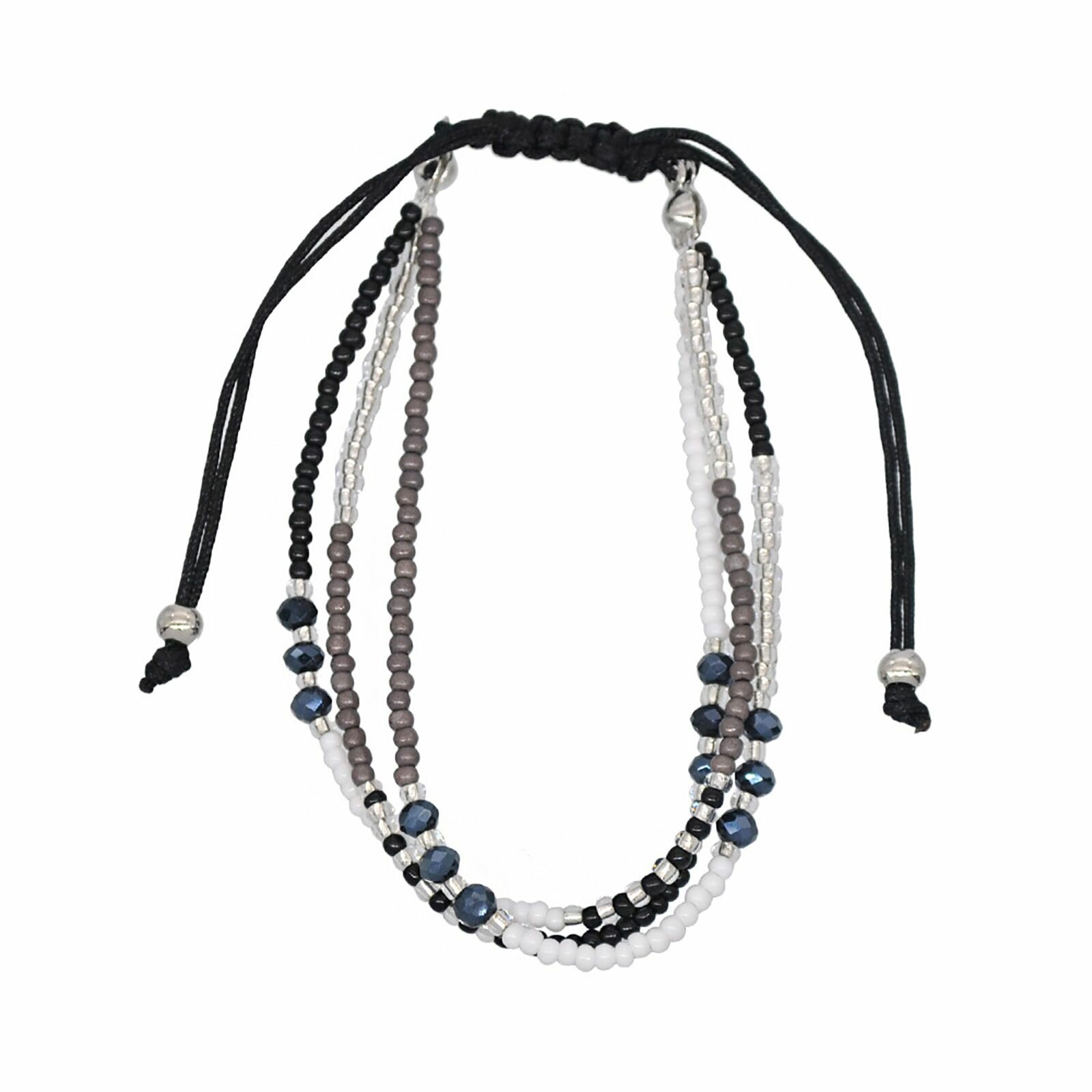 Богемный браслет из бисера с плетеным шнуром