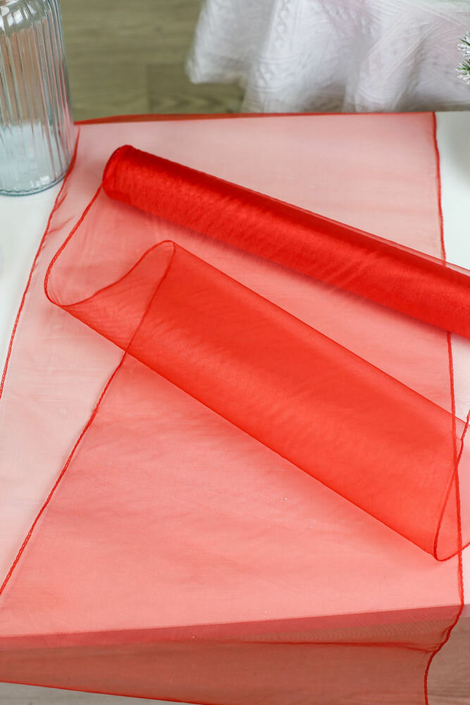 Ткань для декорирования органза красная однотонная, 40х100 см, BILLIET 184010R