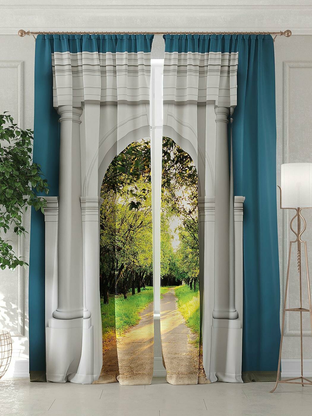 Штора для спальни и гостиной готовая 150x260 см с рисунком (902029-260)