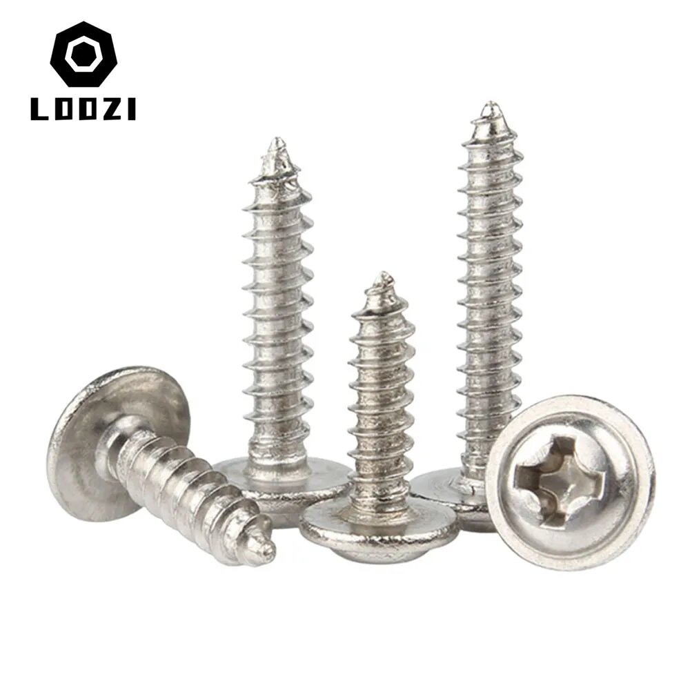 Саморезы LOOZI PWA М1.4-М4 нержавеющая сталь с крестовой головкой серебристого M1.4 x 100pcs, 4mm