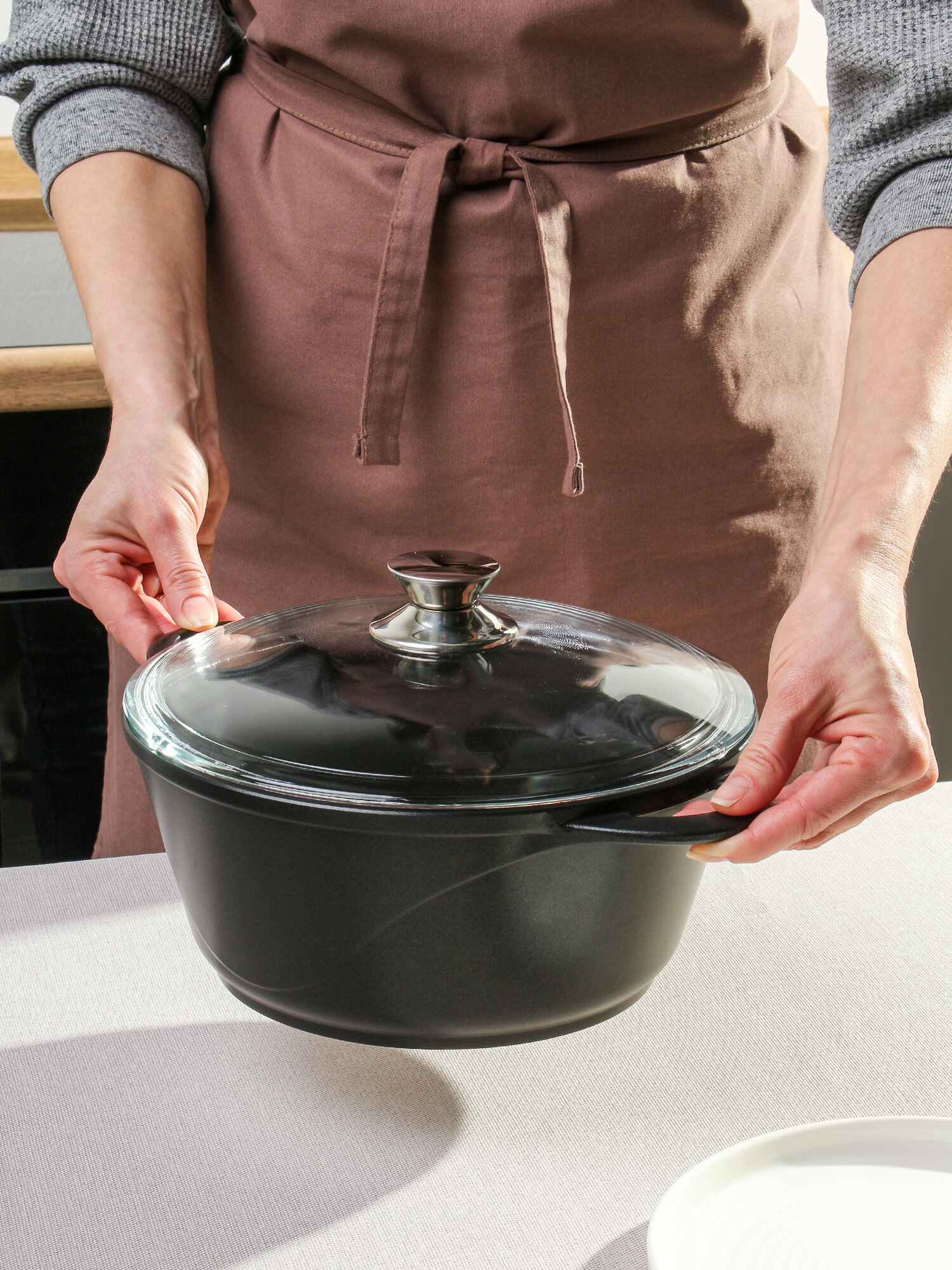 Кастрюля алюминий, антипригарное покрытие, 3 л, с крышкой, Горница, Классик, к2433а