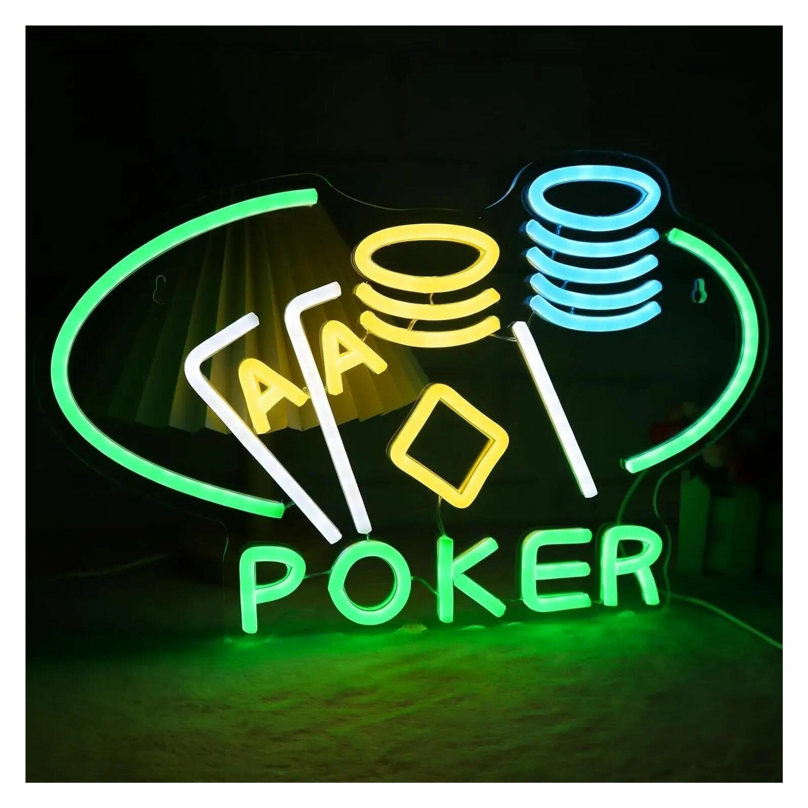 Poker Декор Стены Неоновой Вывеской 40,64смx26,92см