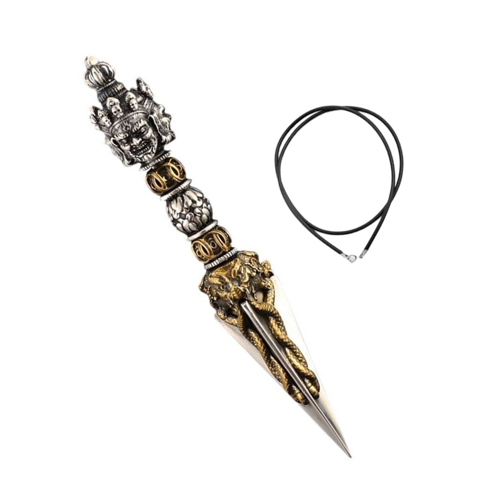 Прочный Медный Тибетский Буддийский амулет на Черном Шнуре, Имеющий Сакральное Значение Для Мужчин