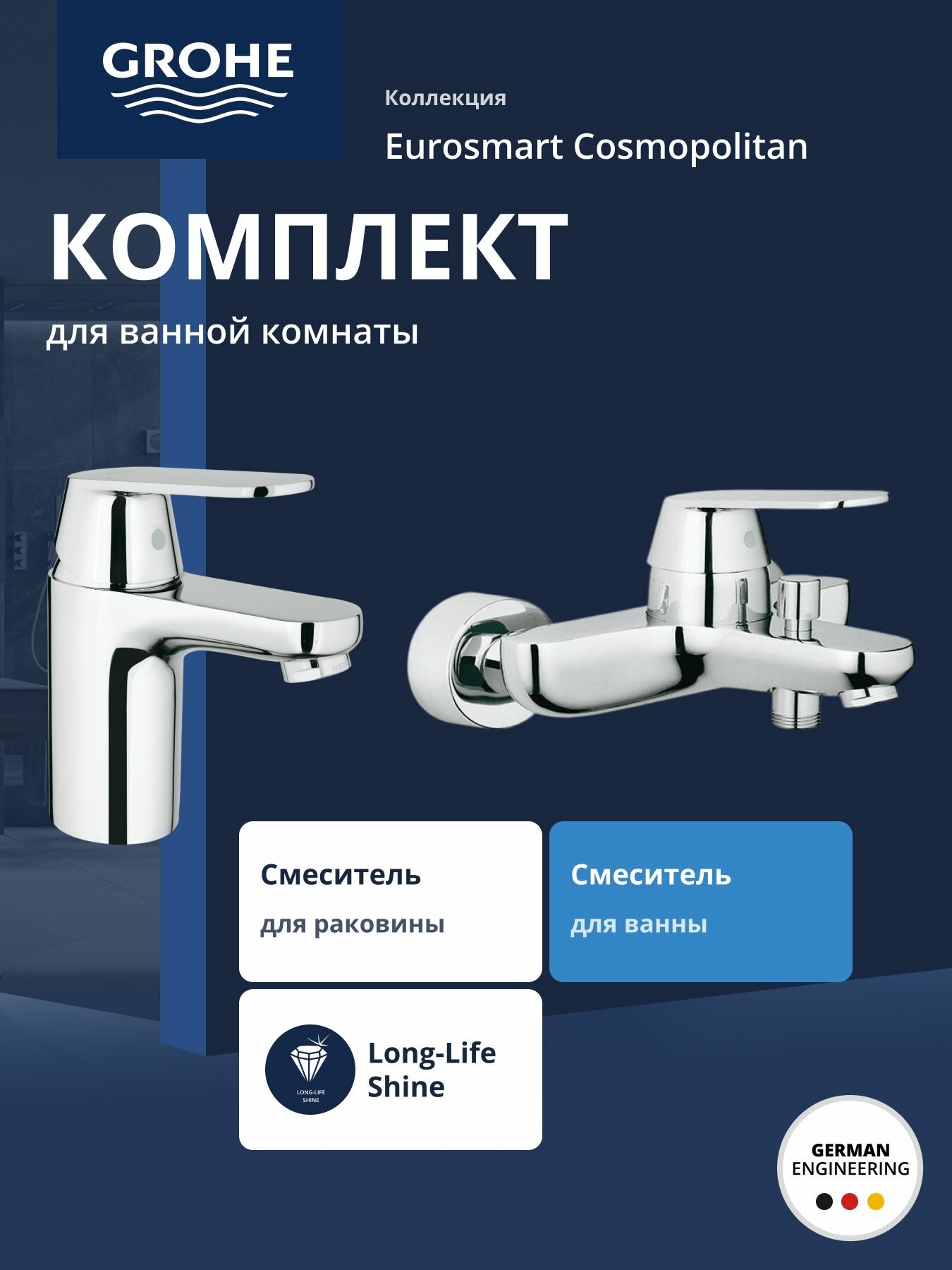Готовый комплект для ванной комнаты GROHE Eurosmart Cosmopolitan (NB0043)