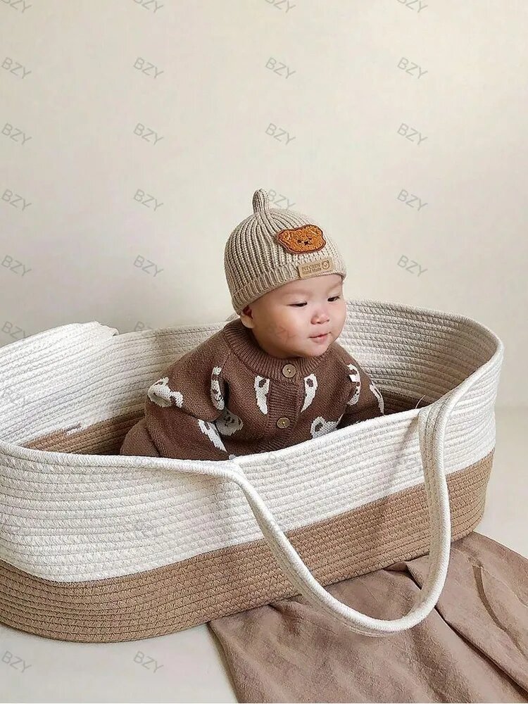 Вязаная Люлька Для Новорожденных для девочек, белого цвета