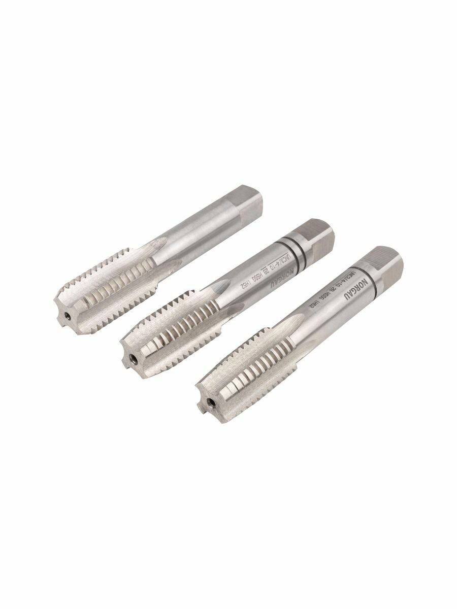 Набор метчиков NORGAU Industrial UNC 3/4, из HSS, по стали, чугуну и цветным металлам, 3 предмета.