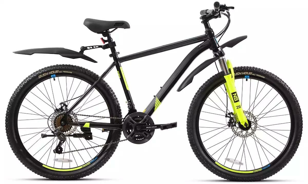 Велосипед RUSH HOUR NX 615 DISC ST, диаметр колес 26", рама 18", 21 скорость, черный