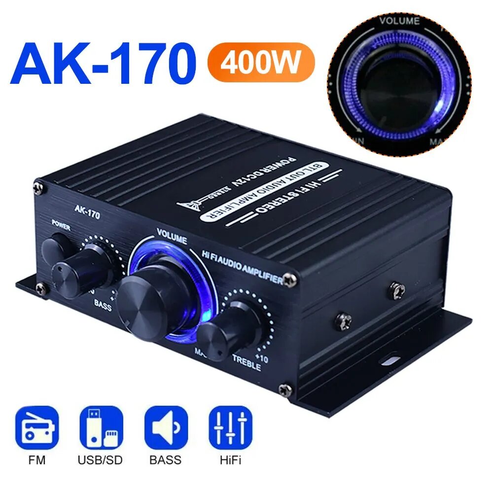 Беспроводной Hi-Fi стерео аудио усилитель мощности 200 Вт + 200 Вт с входом RCA