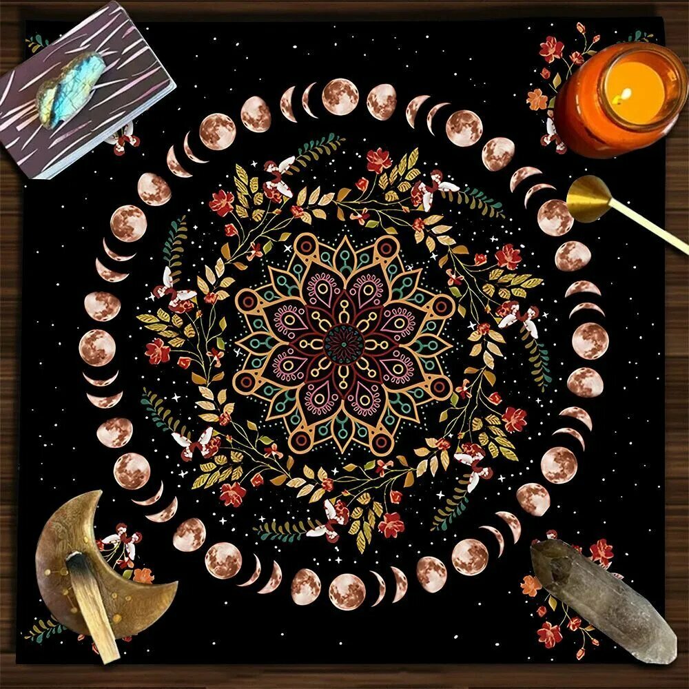 Скатерть для гадания таро 120x120 см. Черный цвет, Фланель, Аксессуар для гаданий