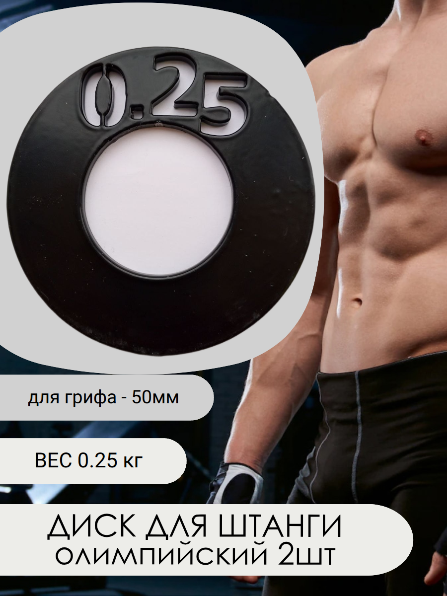 Диски (блины) для штанги (гантели) 0.25кг (d51), 2шт