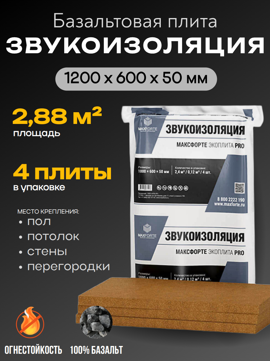 Звукопоглощающая плита МаксФорте ЭКОплита PRO (2,88 м²)