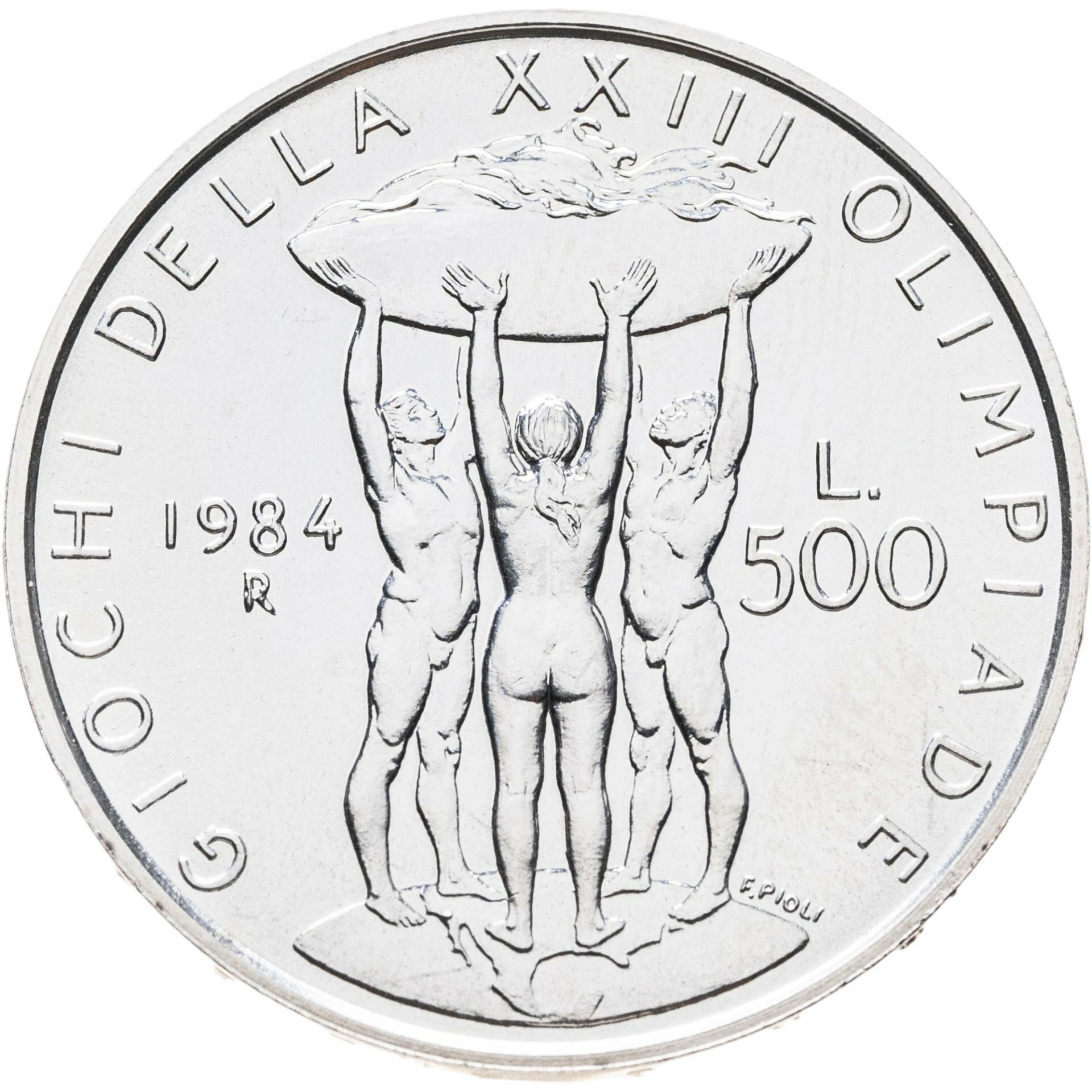 Италия 500 лир 1984 "XXIII летние Олимпийские Игры, Лос-Анджелес", Серебро 835, в сохранности UNC
