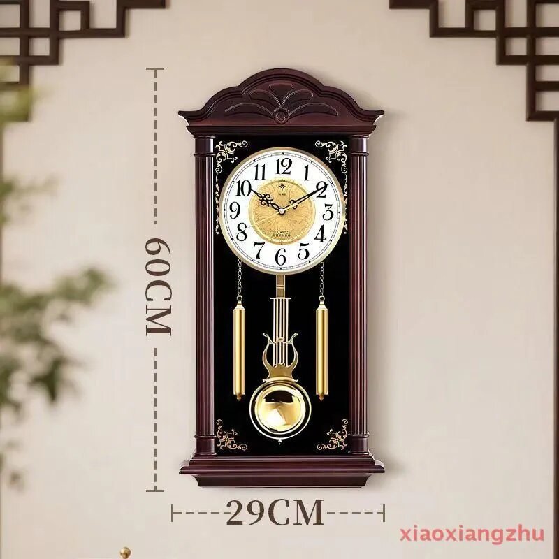 Настенные часы La Mer GT9515-1 с маятником, боем и регулировкой громкости коричневого цвета 60x29см