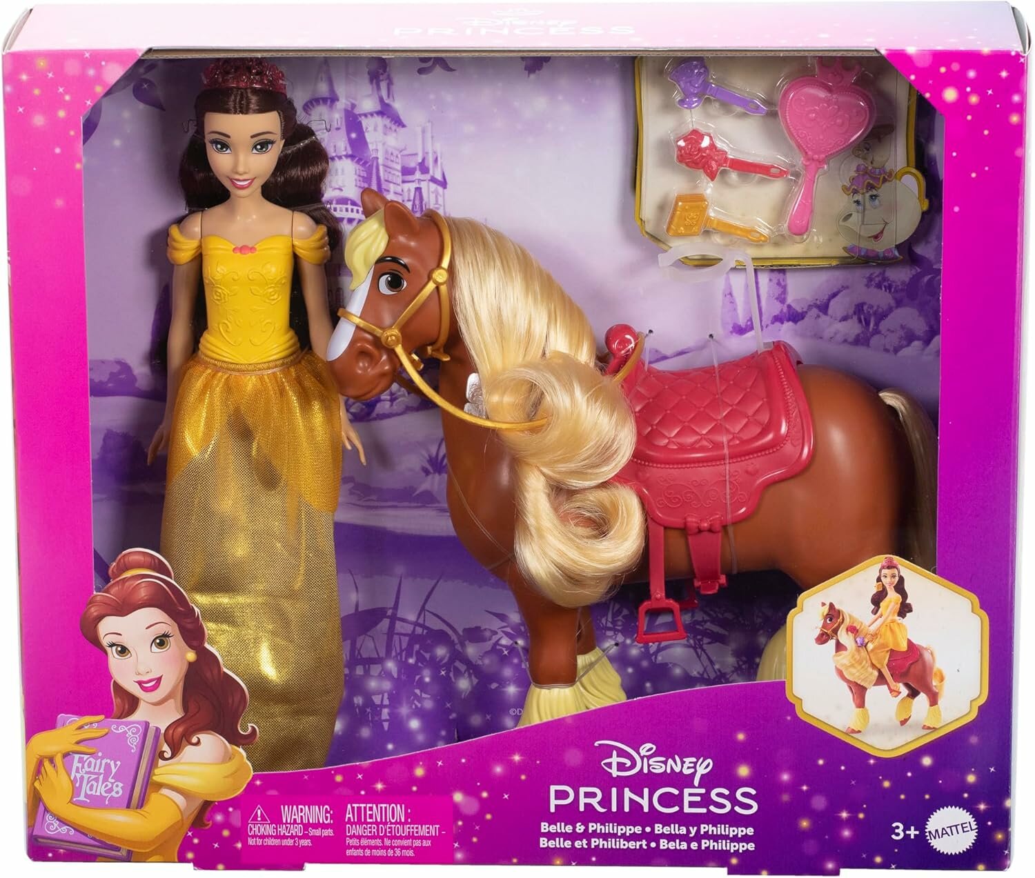 Кукла Mattel Disney Princess - Белль с красивой лошадкой Филипп - Дисней Принцессы JBG01