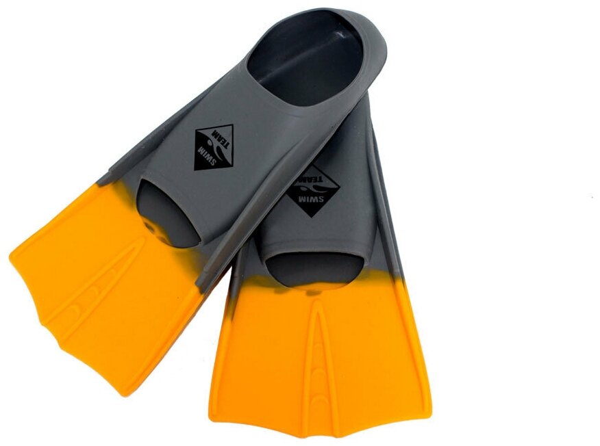 Ласты SWIM TEAM, силиконовые, для бассейна, короткие, жёлтый-серый, с закрытой пяткой, размер 43-44