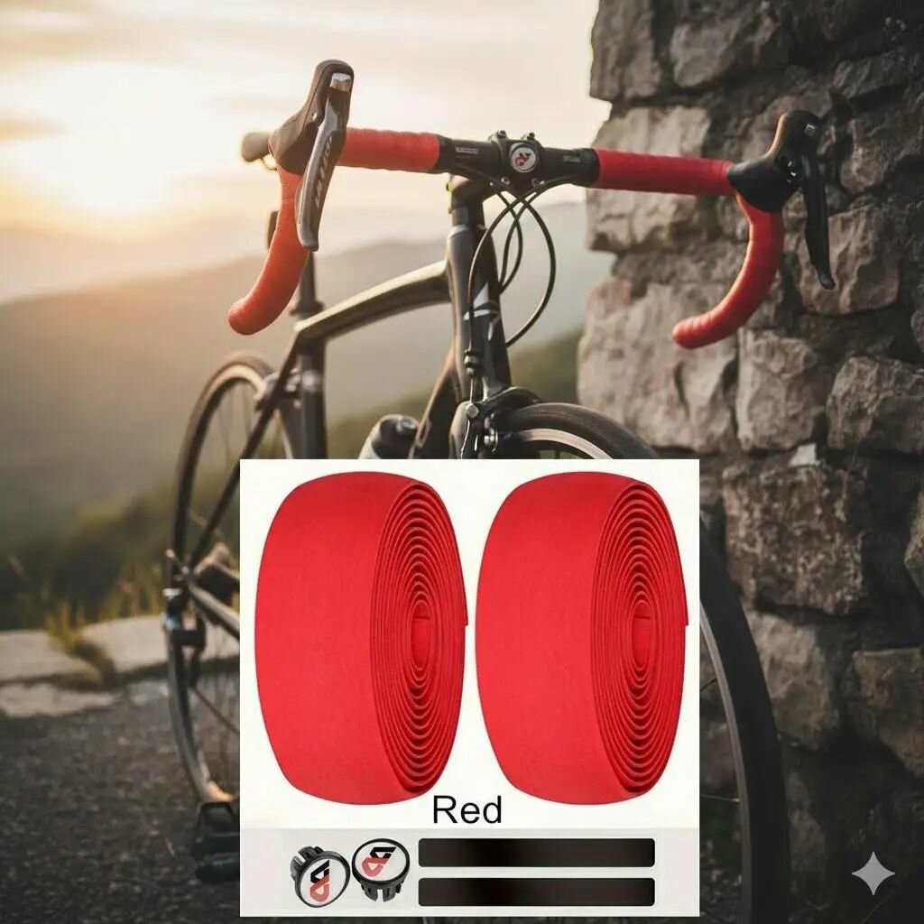 2 рулона высококачественной обмотки для руля шоссейного велосипеда с пробками, набор для самостоятельной намотки