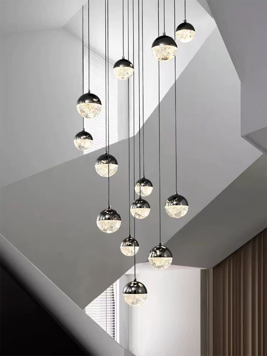 Длинная люстра для гостиной, длинная люстра для кухни, длинная люстра для лестницы, черные 13 головок, LED, 90 Вт