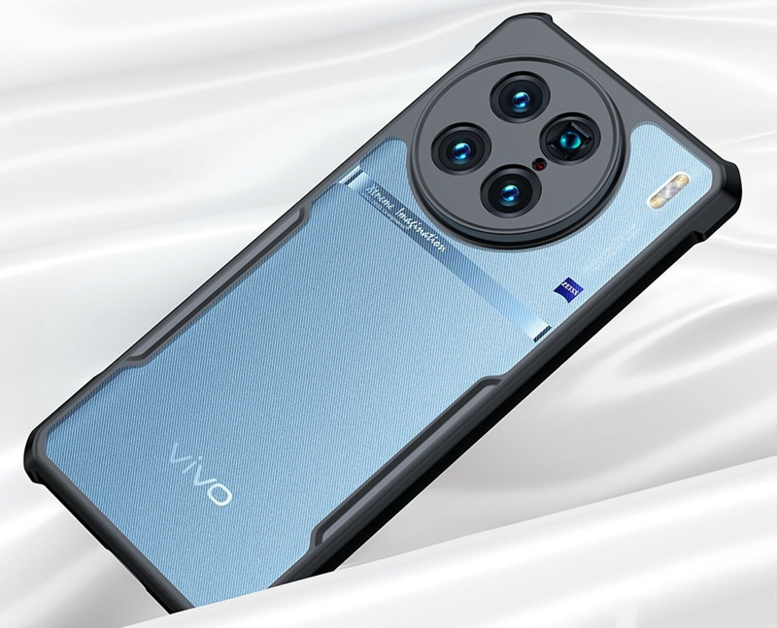 Чехол-накладка MyPads Labbri для Vivo X90 Pro из силикона с прозрачной пластиковой задней стенкой и черной окантовкой