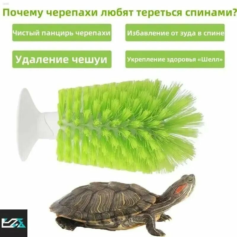 Эксклюзивная скребница для панциря черепахи с вакуумными присосками зелёный гигиенический аксессуар для ухода за рептилиями