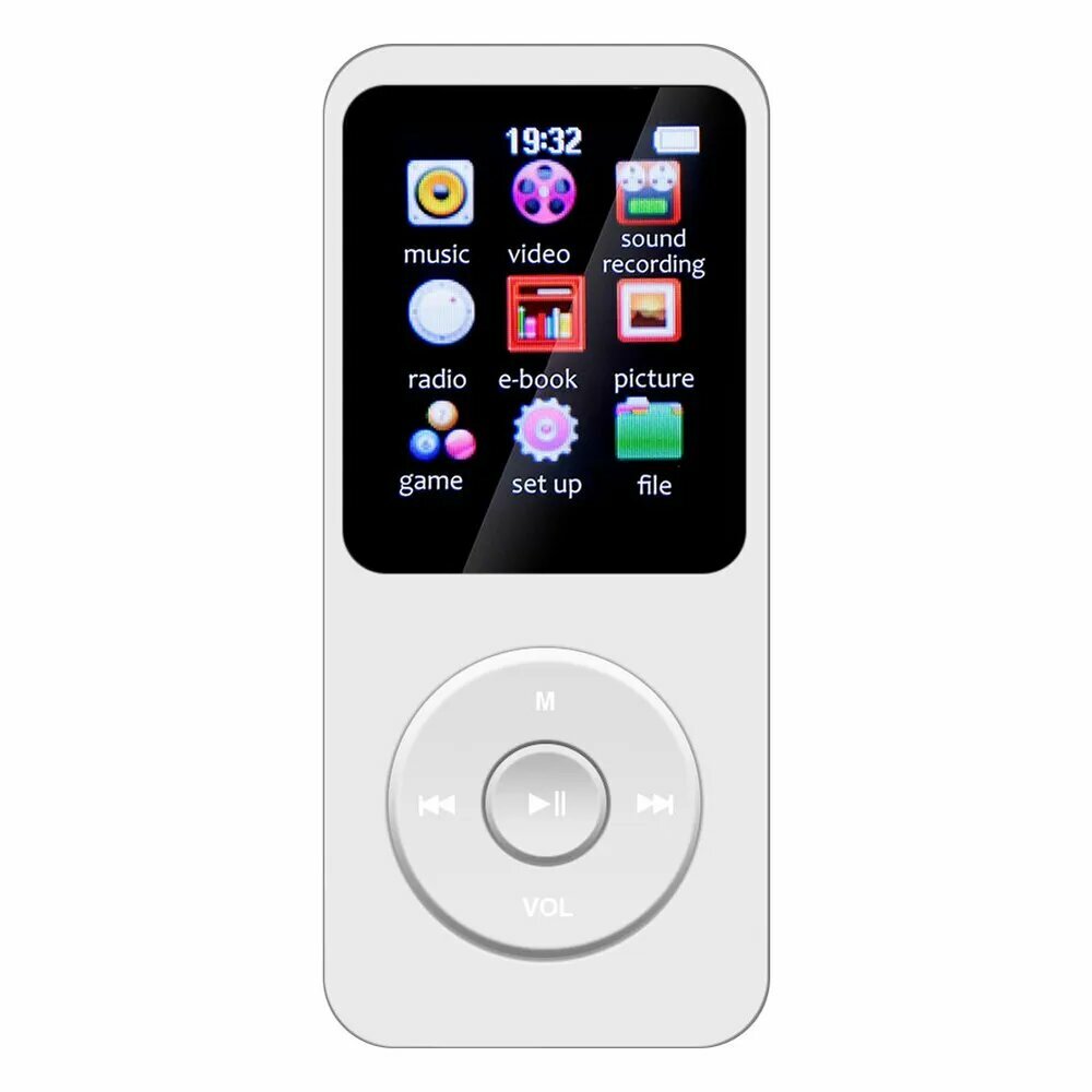 MP3-плеер MP3 WAV WMA AAC FLAC, белый, с экраном 1.8 дюйма, FM-радио, запись звука