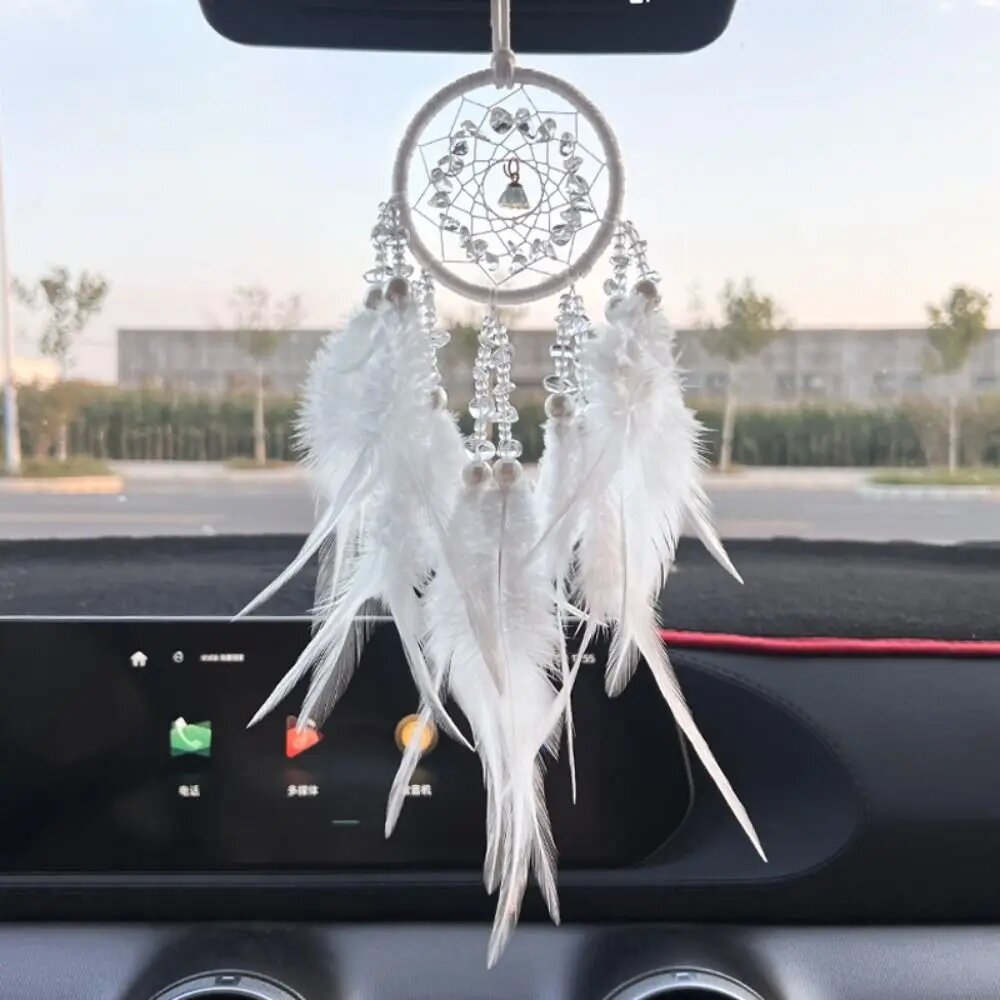 Новый автомобильный подвесной автомобильный кулон с перьями, счастливый автомобильный white, Белый