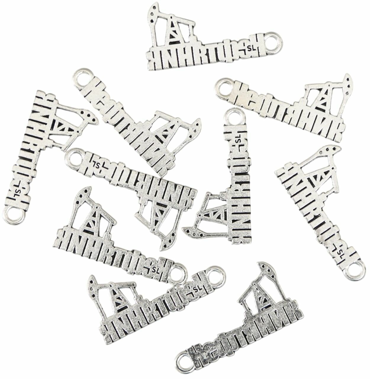 Декоративная подвеска "Нефтяник", набор подвесных металлических заготовок для творчества и рукоделия с петелькой, в комплекте 10 шт, 2.7х1.5 см