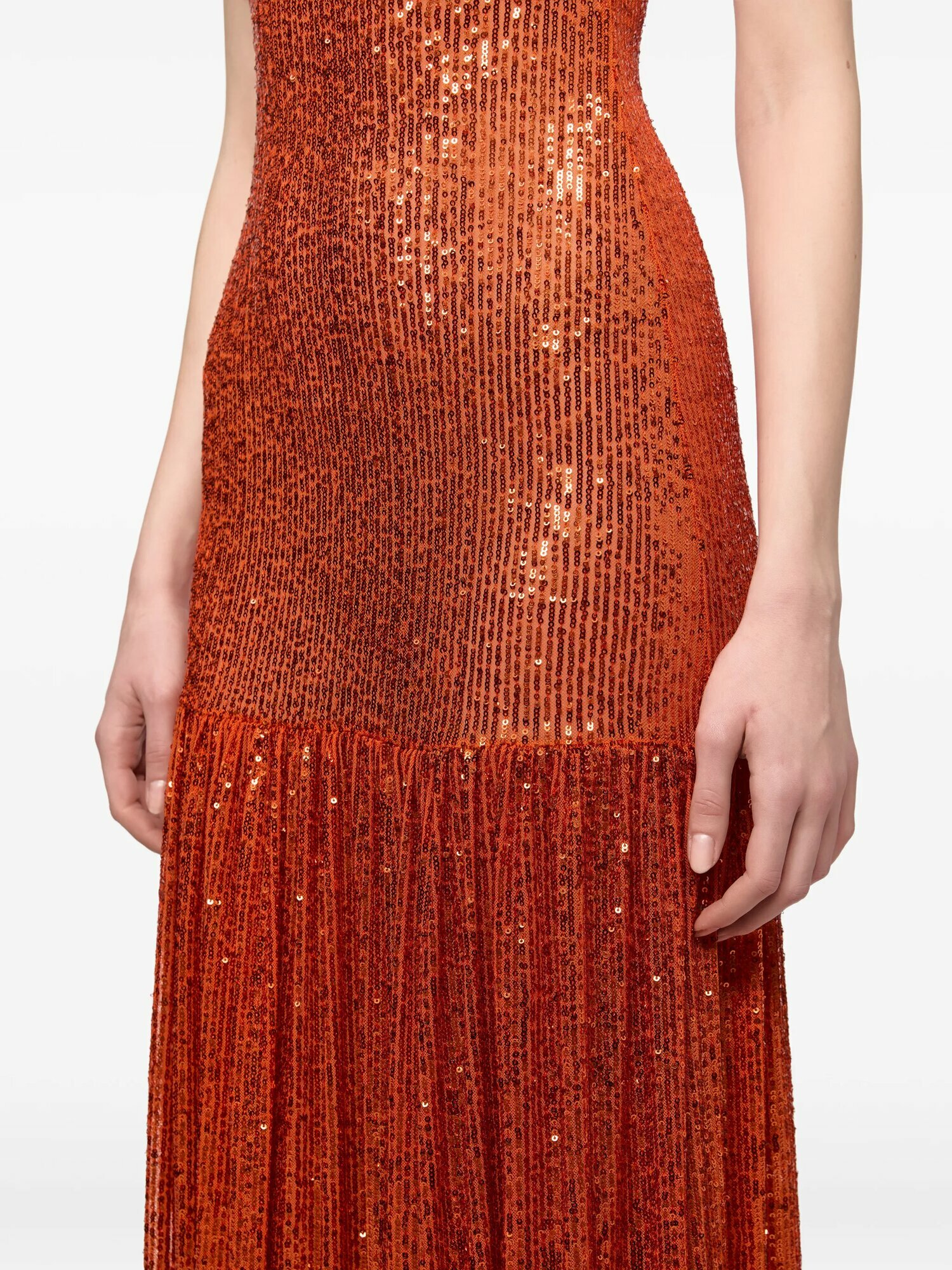 Платье ATU BODY COUTURE Sequin-embellished maxi dress, размер XS, зеленый/оранжевый — фото 1