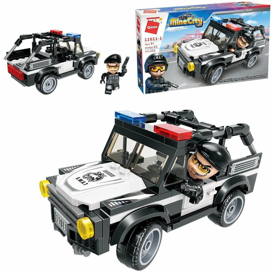 Конструктор Полицейский на машине, 121 деталь QMAN 11011q/11011-1