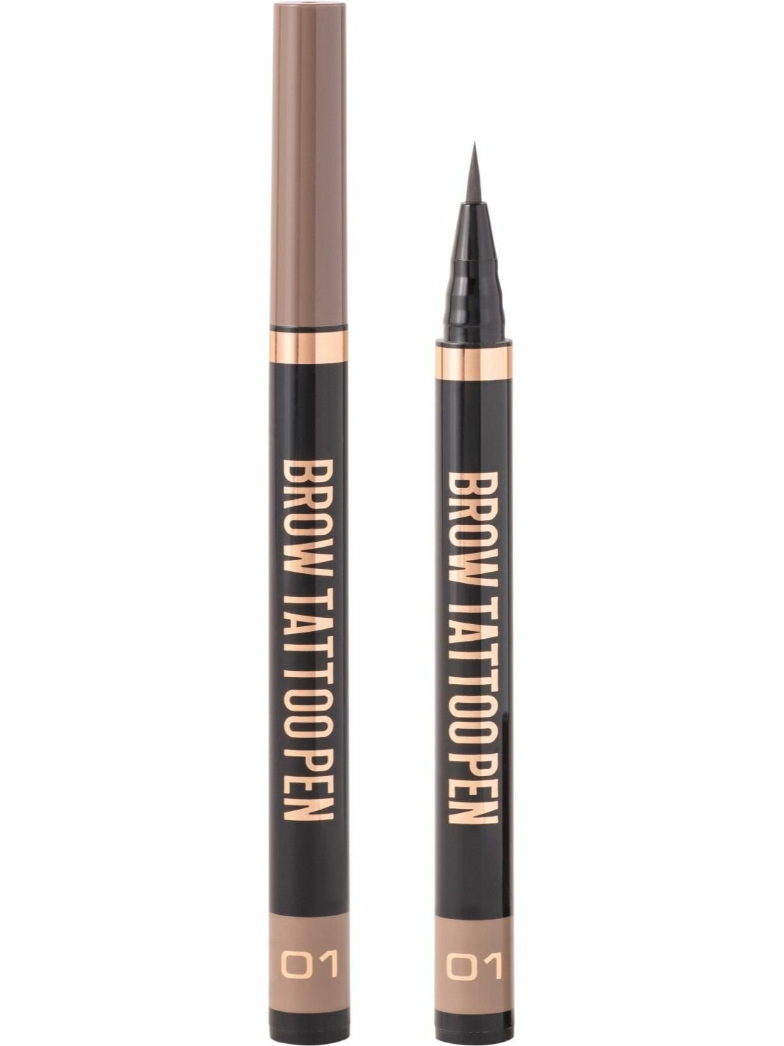 Stellary Стойкий фломастер для бровей 01 Блонд Brow tattoo pen с эффектом микроблейдинга, лайнер для бровей с кисточкой, 0.7 мл