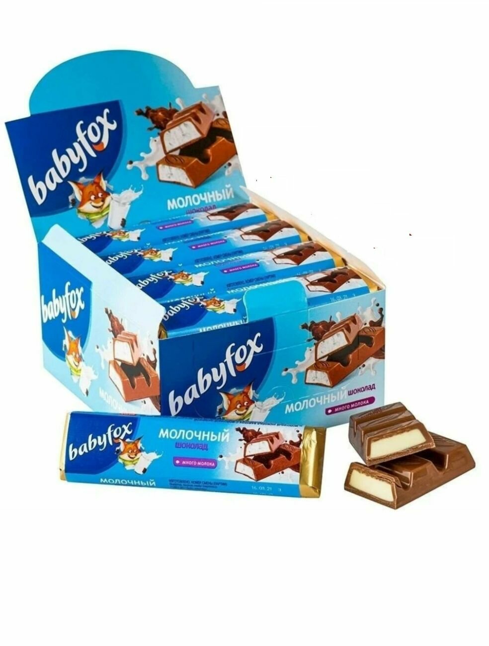 Батончик шоколадный BabyFox, Беби фокс 30шт. по 45гр