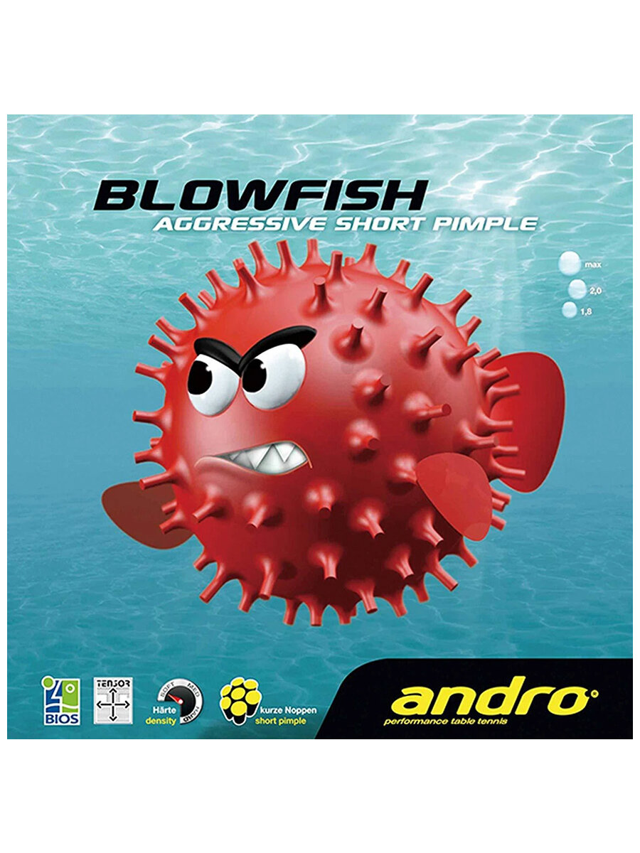 Накладка для настольного тенниса ANDRO Blowfish, Black, толщина: Max