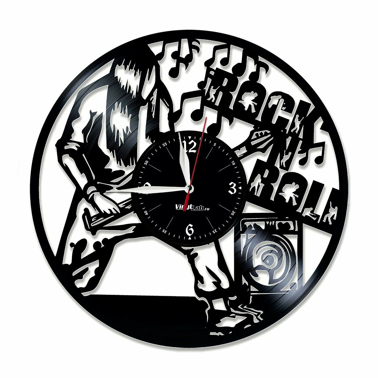 Часы из виниловой пластинки (c) VinylLab Rock'n'Roll, диаметр 30 см