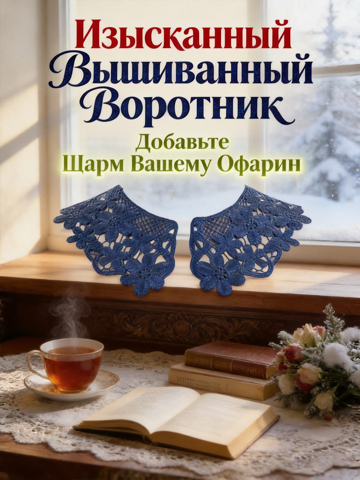 Вышитый кружевной воротник, пара украшений из полиэстеровой нити для DIY шитья 32 см x 9 см, преображение платьев, блузок и свадебных образов