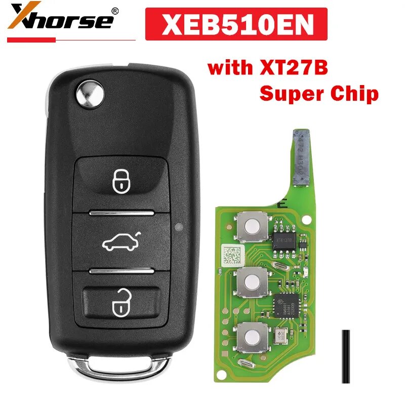 Супер дистанционный ключ XHORSE XEB510EN B5, 5 шт, 3 кнопки с супер чипом XT27B для B5 типа, для VVDI2, VVDI Key Tool Max Pro