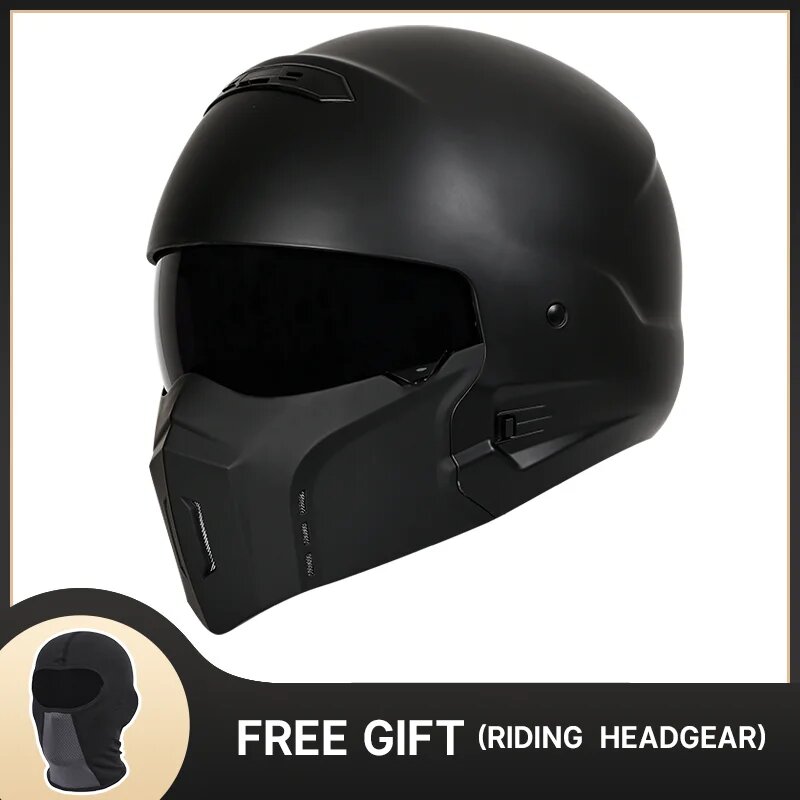 Новое поступление 2025 года, одобренный DOT, полнолицевой шлем, мотоциклетные Черный, XL, Matt Black