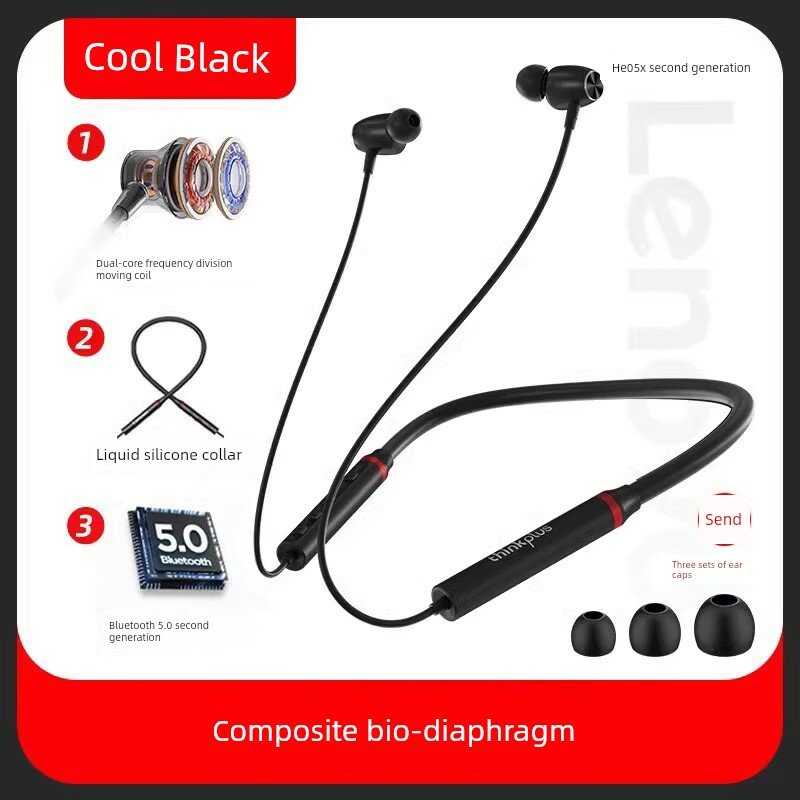 Беспроводные наушники Bluetooth с шейным держателем для спорта, бега и игр, черные, длительное время работы, мягкие
