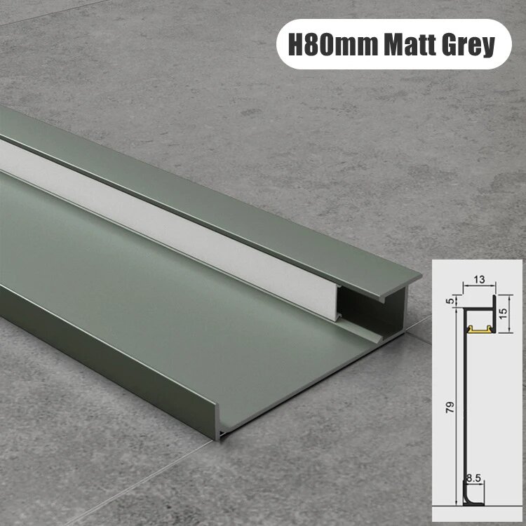Встроенный светодиодный плинтус из алюминиевого профиля H40/60/80 мм, плинтус для пола, светодиодная лента, металлический плинтус для стен, угловой линейный свет