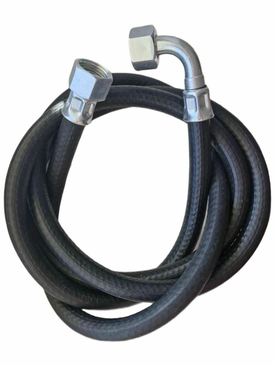Шланг газовый 2,5м 1/2" гайка-гайка резиновый черный с угловым подключением