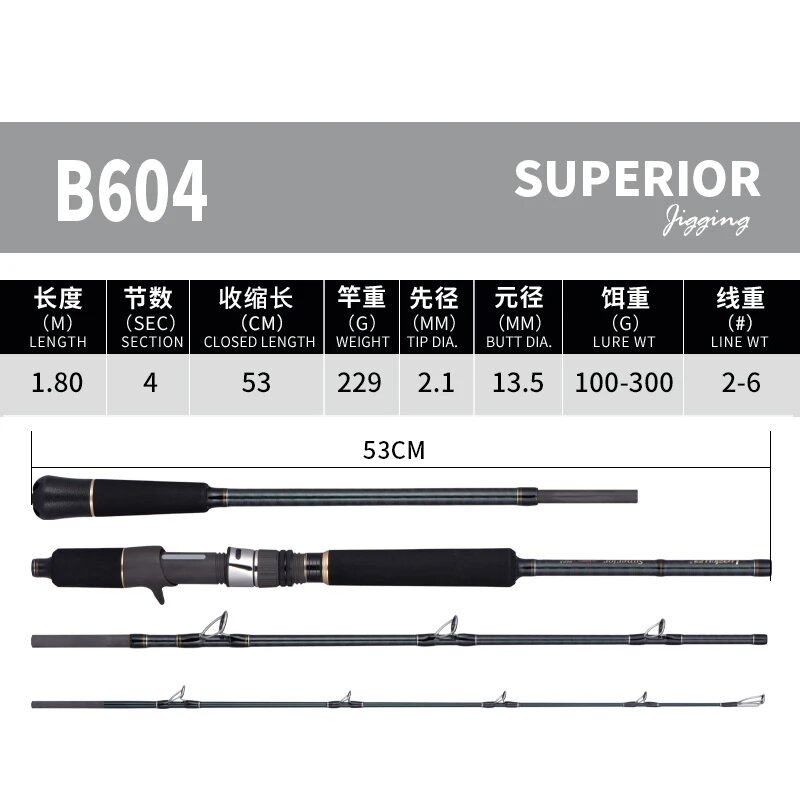 Lurekiller Superior Jigging B604, 1.80м, 4 сек, 100-300г, 2-6#