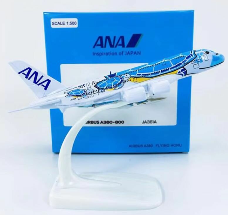 Металлическая модель самолета Airbus A380 ANA синий
