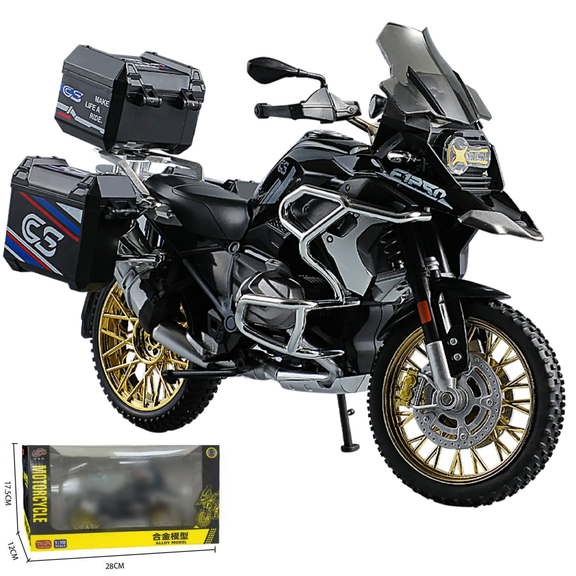 Мотоцикл BMW R1250GS Adventure 1:10, черный, с коробкой