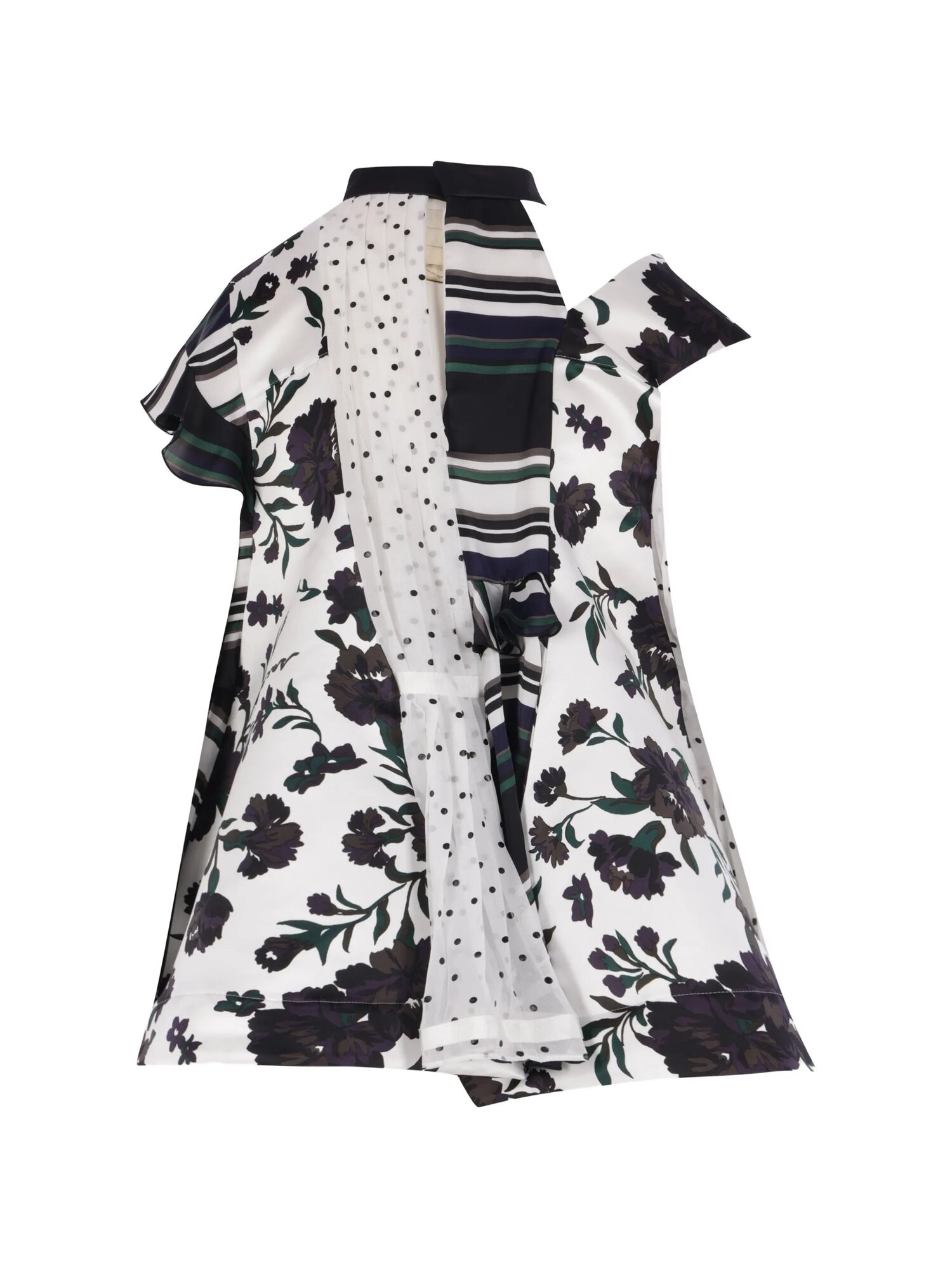 Блуза Sacai Floral-print patchwork blouse, размер 44, black / black — фото 1