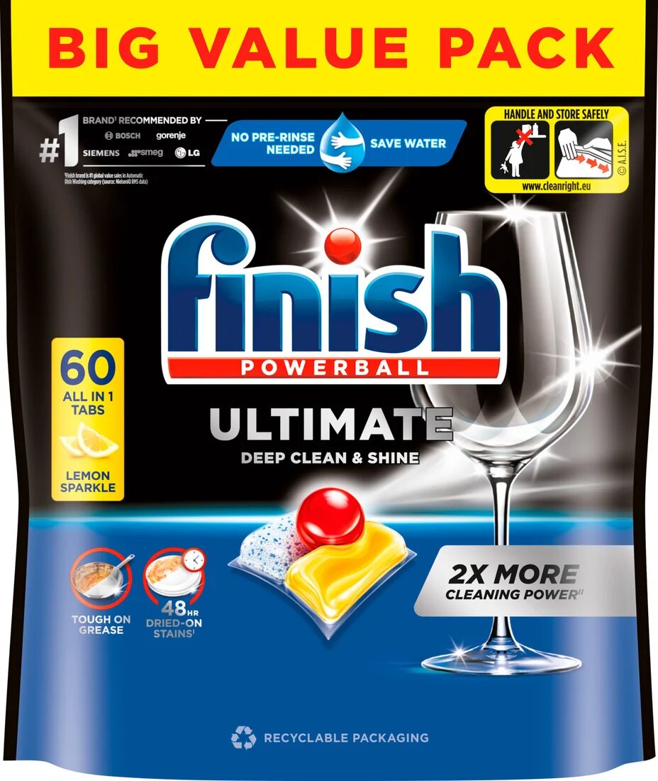 Капсулы для посудомоечных машин Finish Ultimate All in 1 Lemon 60шт