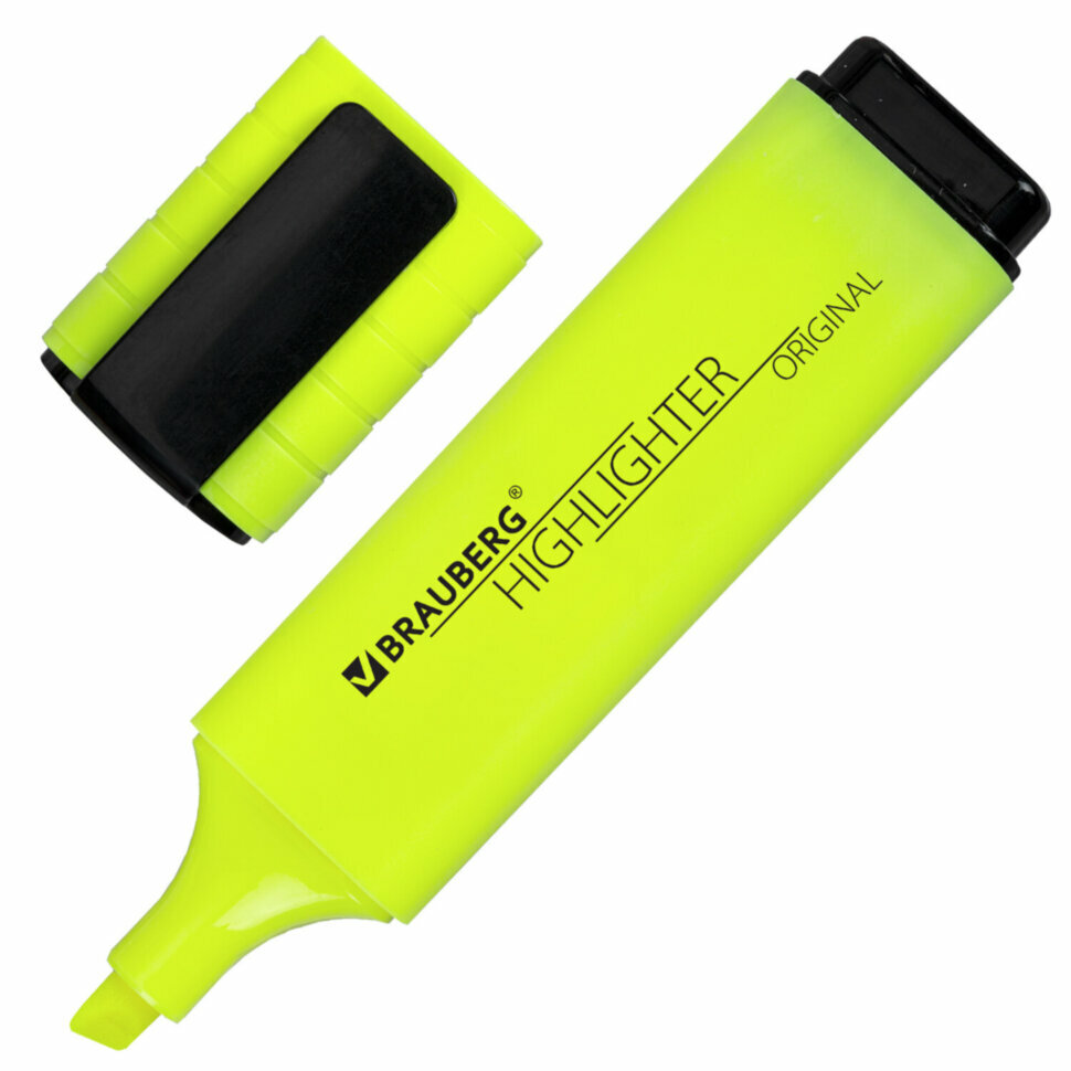 Текстовыделитель BRAUBERG "ORIGINAL NEON", желтый, линия письма 1-5 мм, 152211, 152211