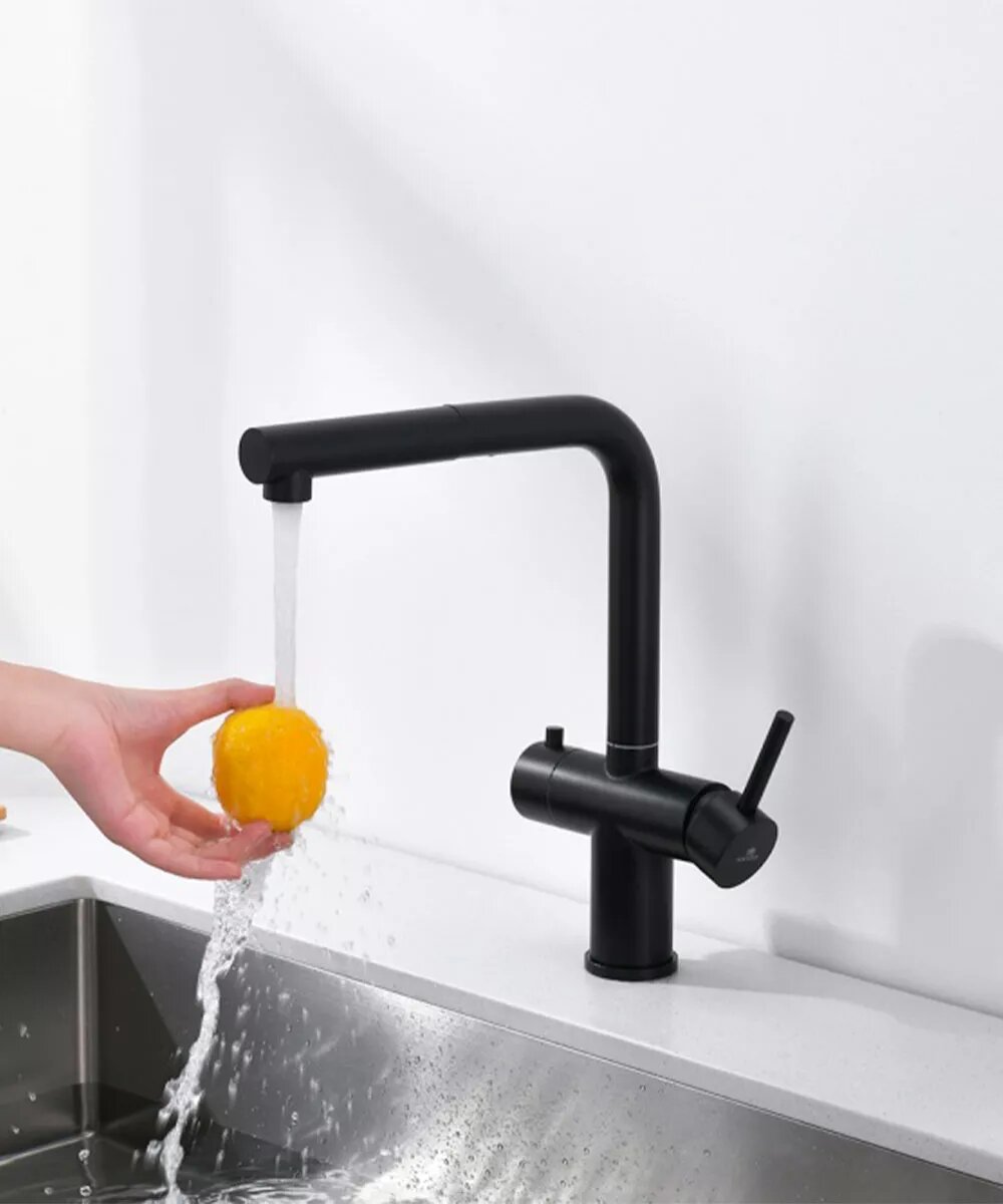 Смеситель Ganzer GZ16036-C для кухни, выдвижной, черный